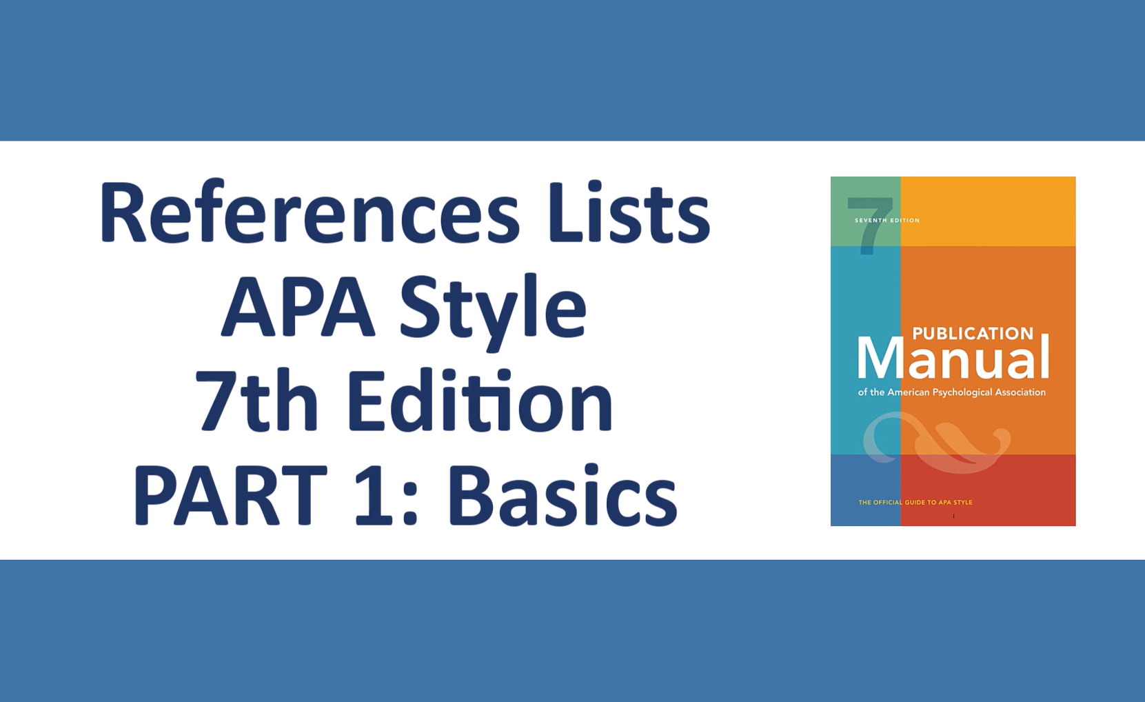 APA Style, 7th Edition: References Lists | OERTX
