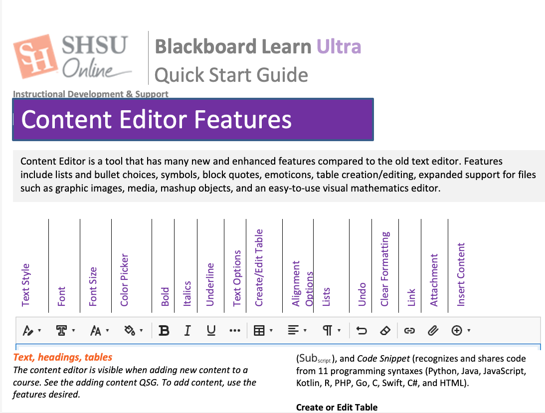 Blackboard Learn Ultra Content Editor - Instructor Quick Start Guide ...