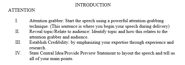 Statewide Dual Credit Speech and Communication, Developing Speech Content, Outline: The ...