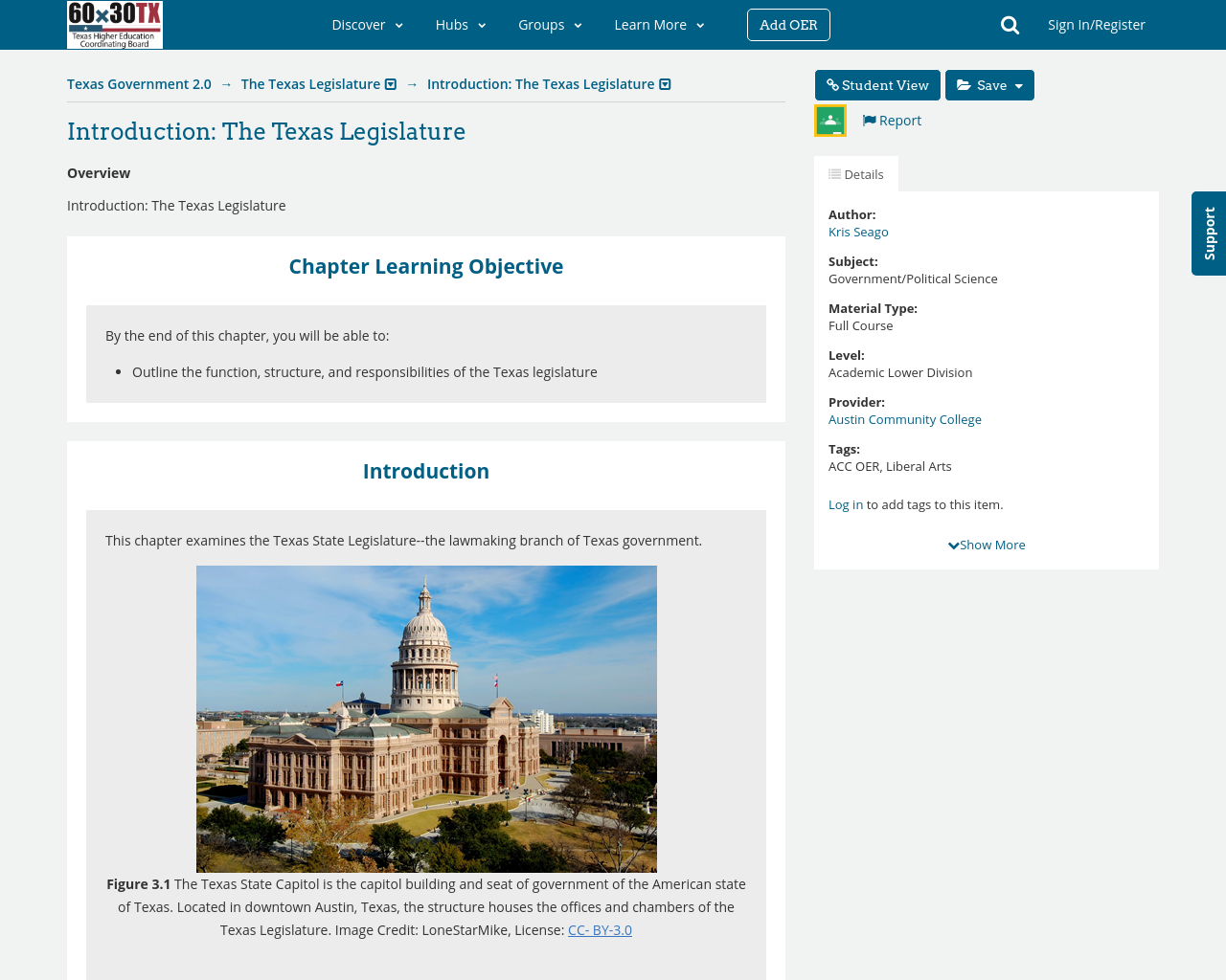 Texas Government 2.0, The Texas Legislature, Introduction: The Texas ...