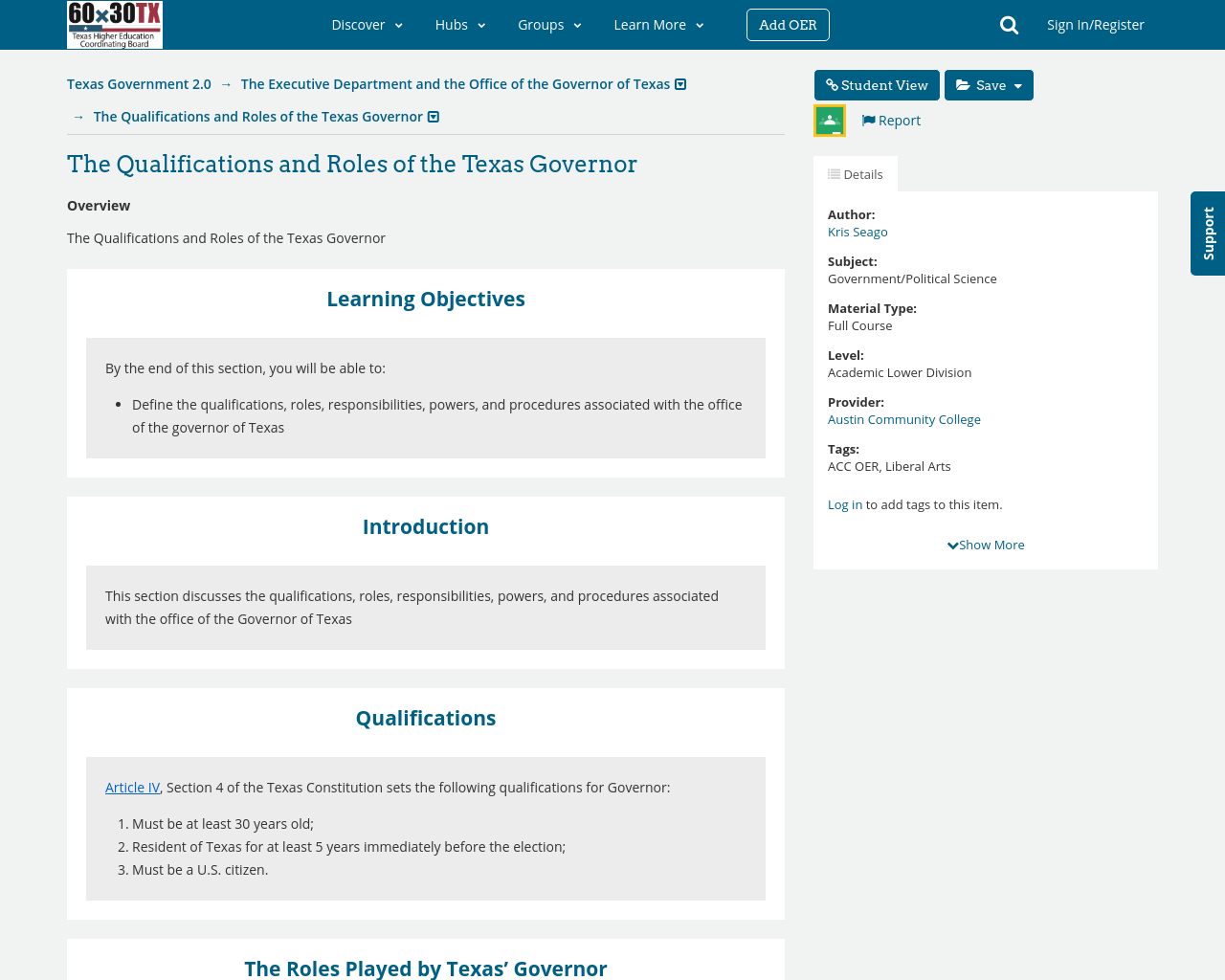 Texas Government 2.0, The Executive Department and the Office of the ...