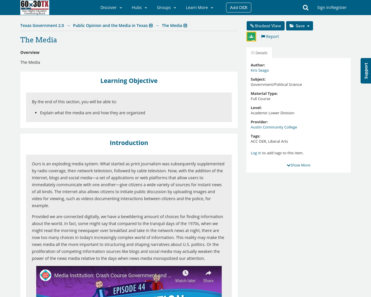 Texas Government 2.0, Public Opinion and the Media in Texas, The Media ...