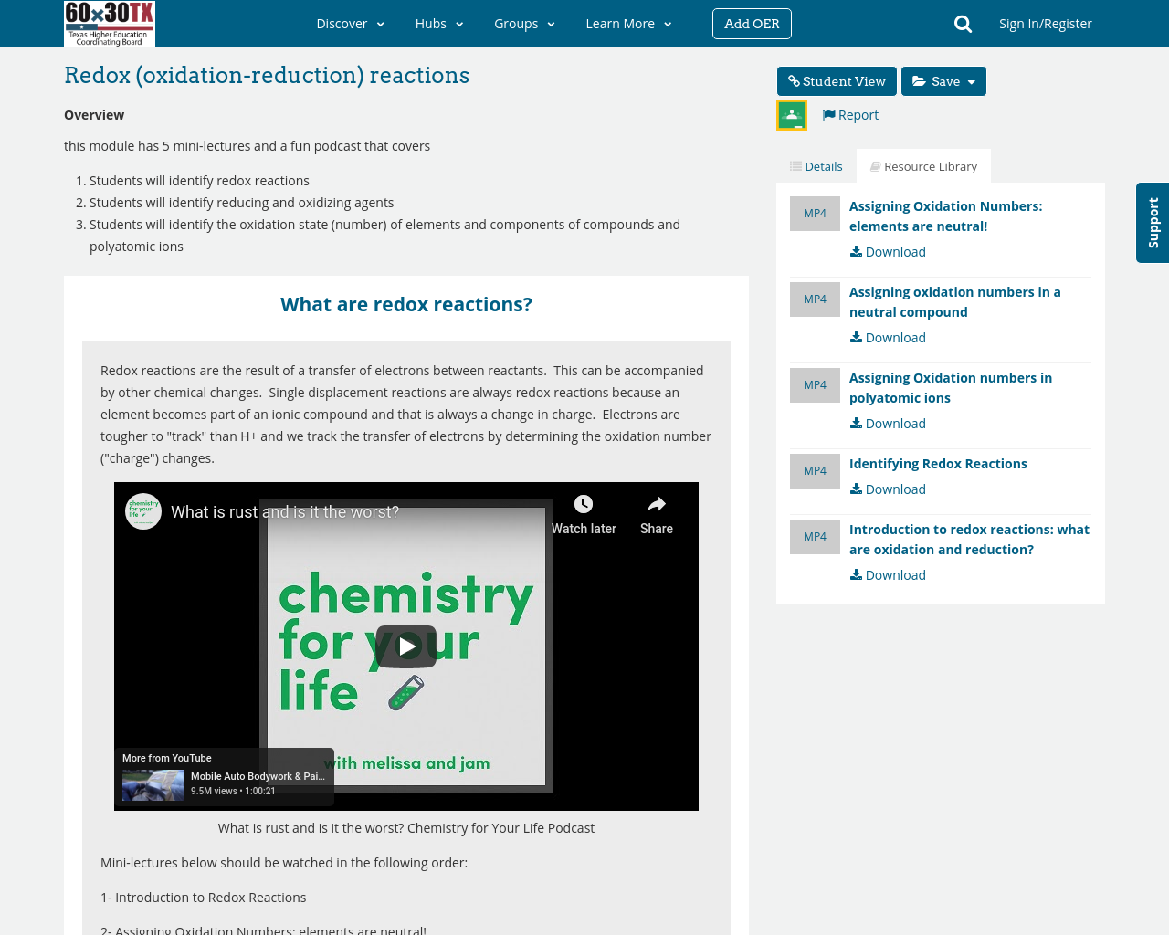 Redox (oxidation-reduction) reactions | OERTX