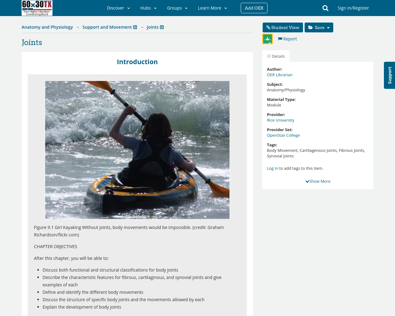 Anatomy and Physiology, Support and Movement, Joints | OERTX