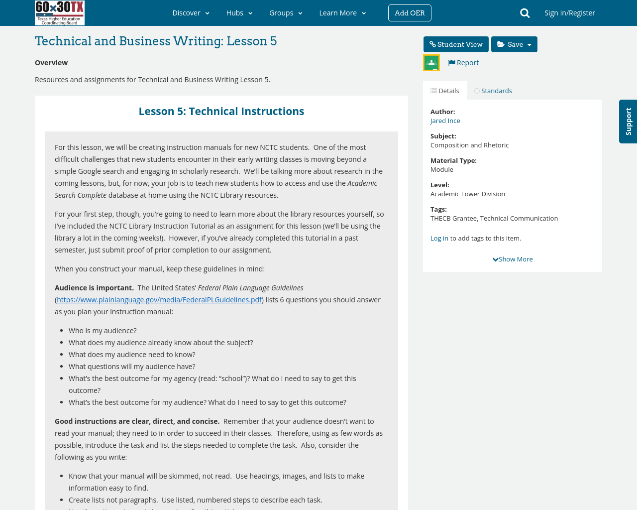 Technical and Business Writing: Lesson 6 | OERTX