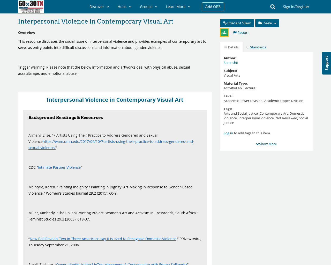 Interpersonal Violence in Contemporary Visual Art | OERTX