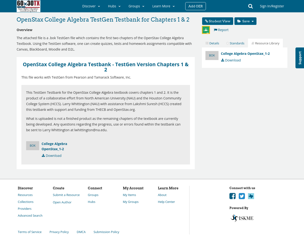 OpenStax College Algebra TestGen Testbank for Chapters 1 & 2 | OERTX