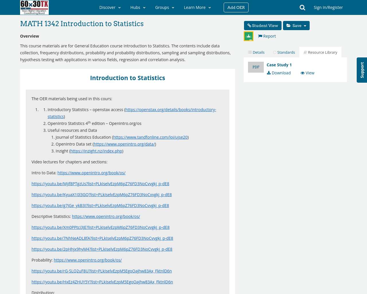 MATH 1342 Introduction to Statistics | OERTX