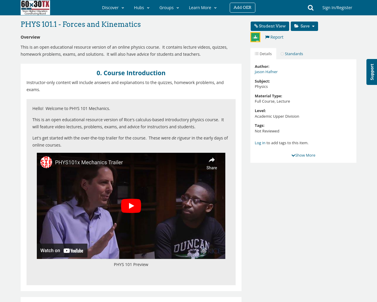 PHYS 101.1 - Forces and Kinematics | OERTX