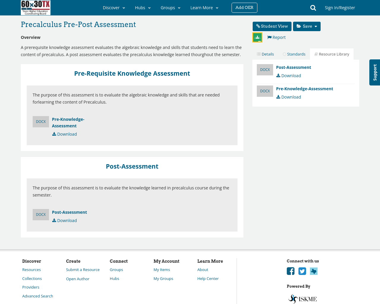 Precalculus Pre-Post Assessment | OERTX
