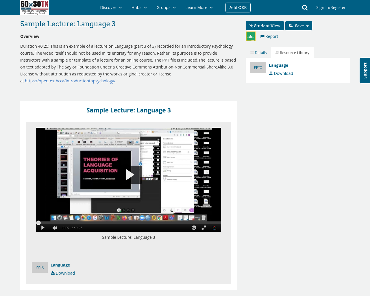 Sample Lecture: Language 3 | OERTX