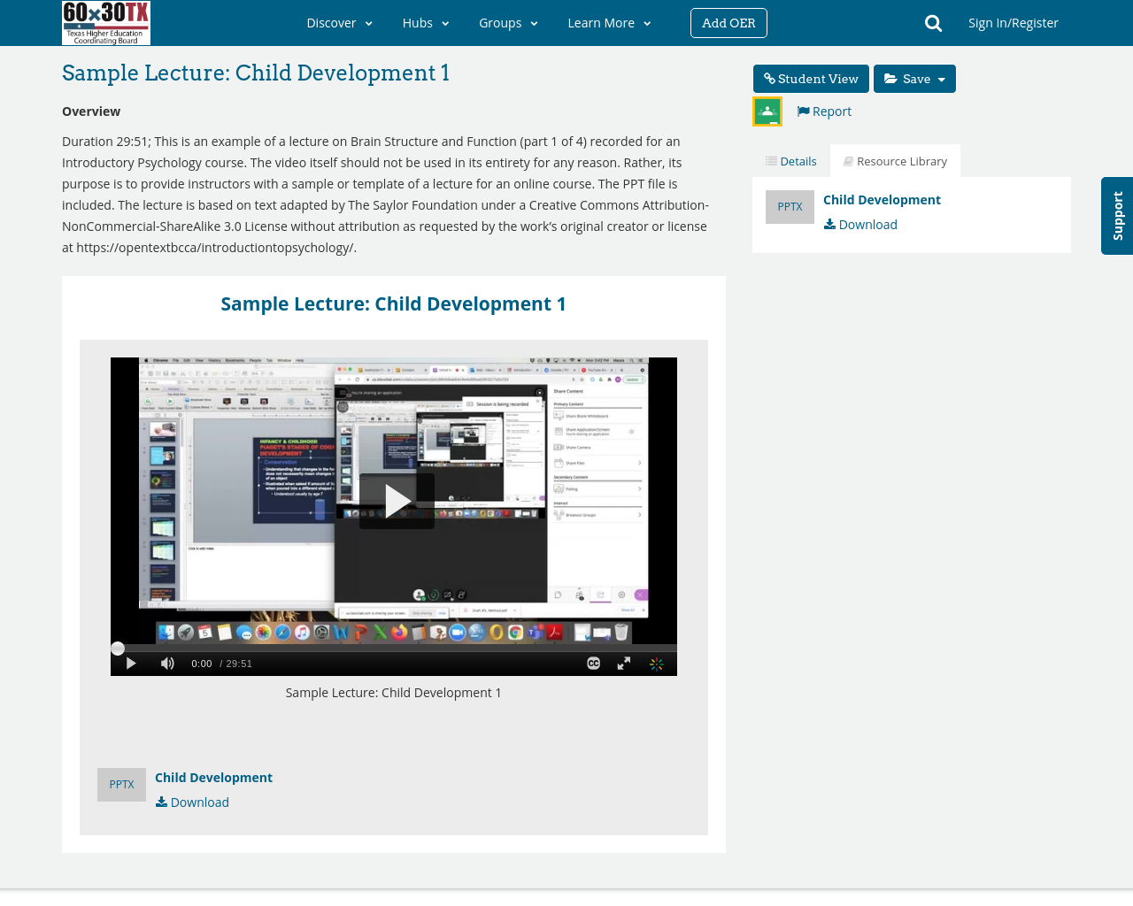 Sample Lecture: Child Development 1 | OERTX