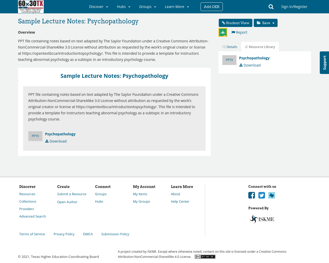 Sample Lecture Notes: Psychopathology | OERTX