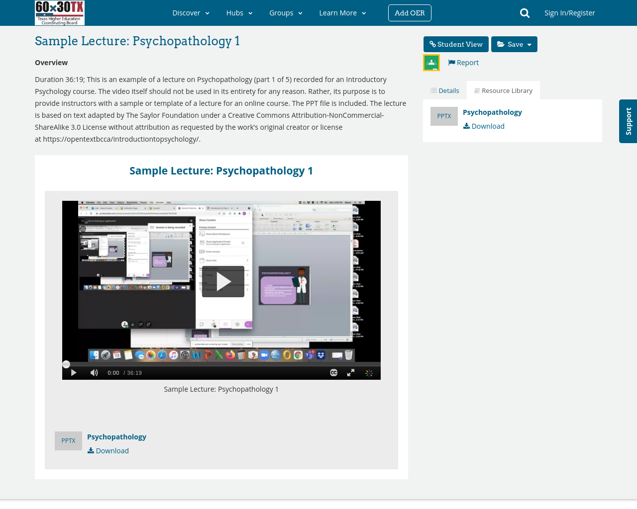 Sample Lecture Psychopathology 1 Oertx