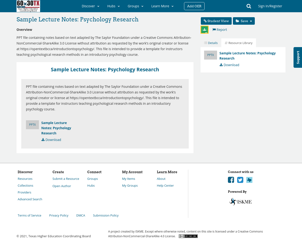 Sample Lecture Notes: Psychology Research | OERTX