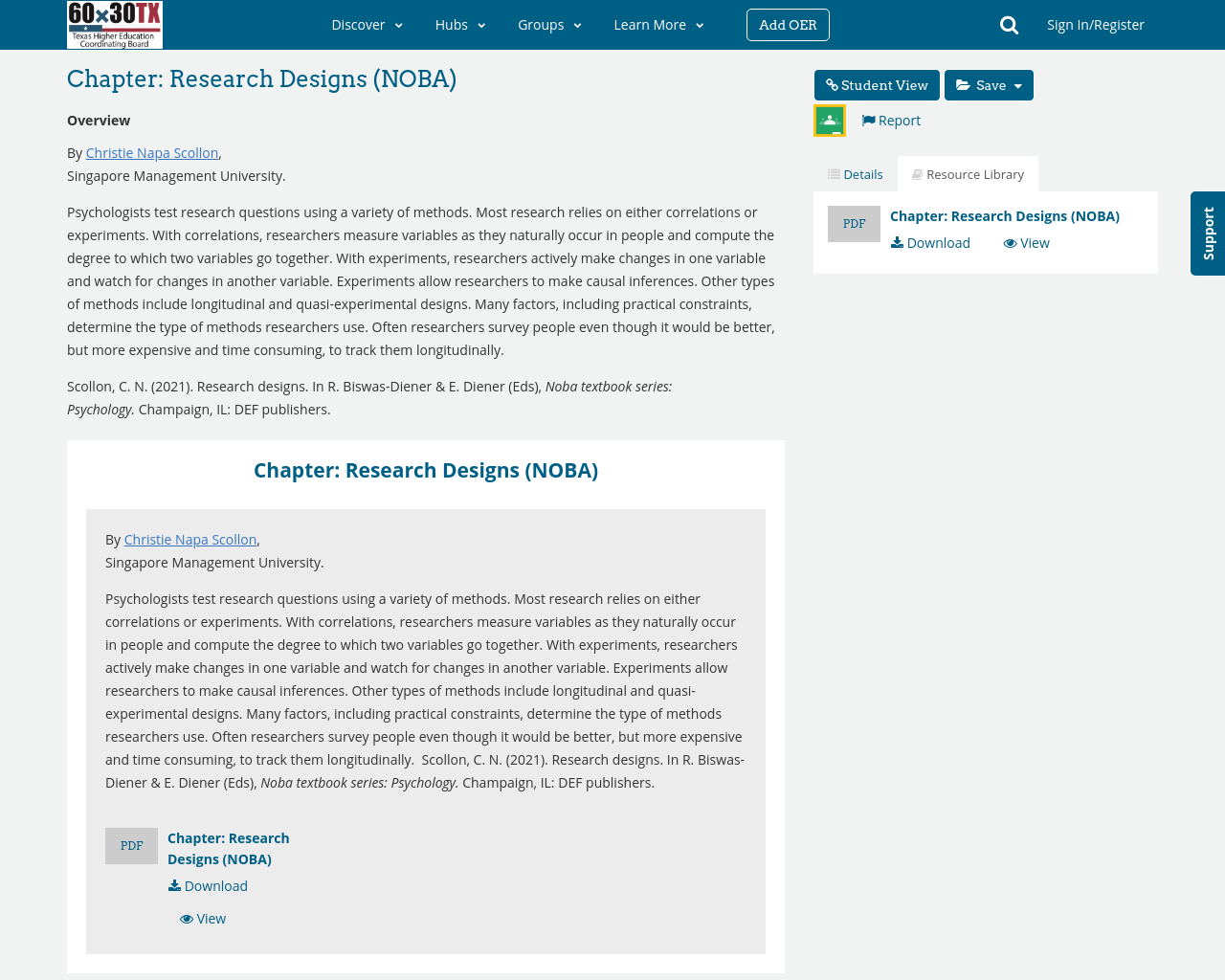 Chapter: Research Designs (NOBA) | OERTX