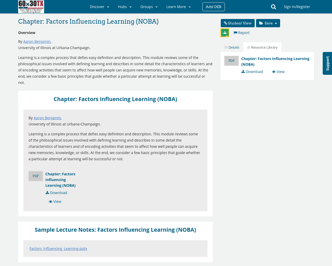 Chapter: Factors Influencing Learning (NOBA) | OERTX