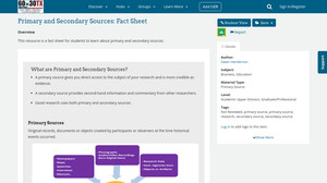 Primary and Secondary Sources: Fact Sheet | OERTX